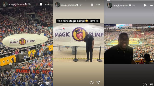 Magic Johnson drops heartfelt reaction to the 'Magic blimp' tribute at ...
