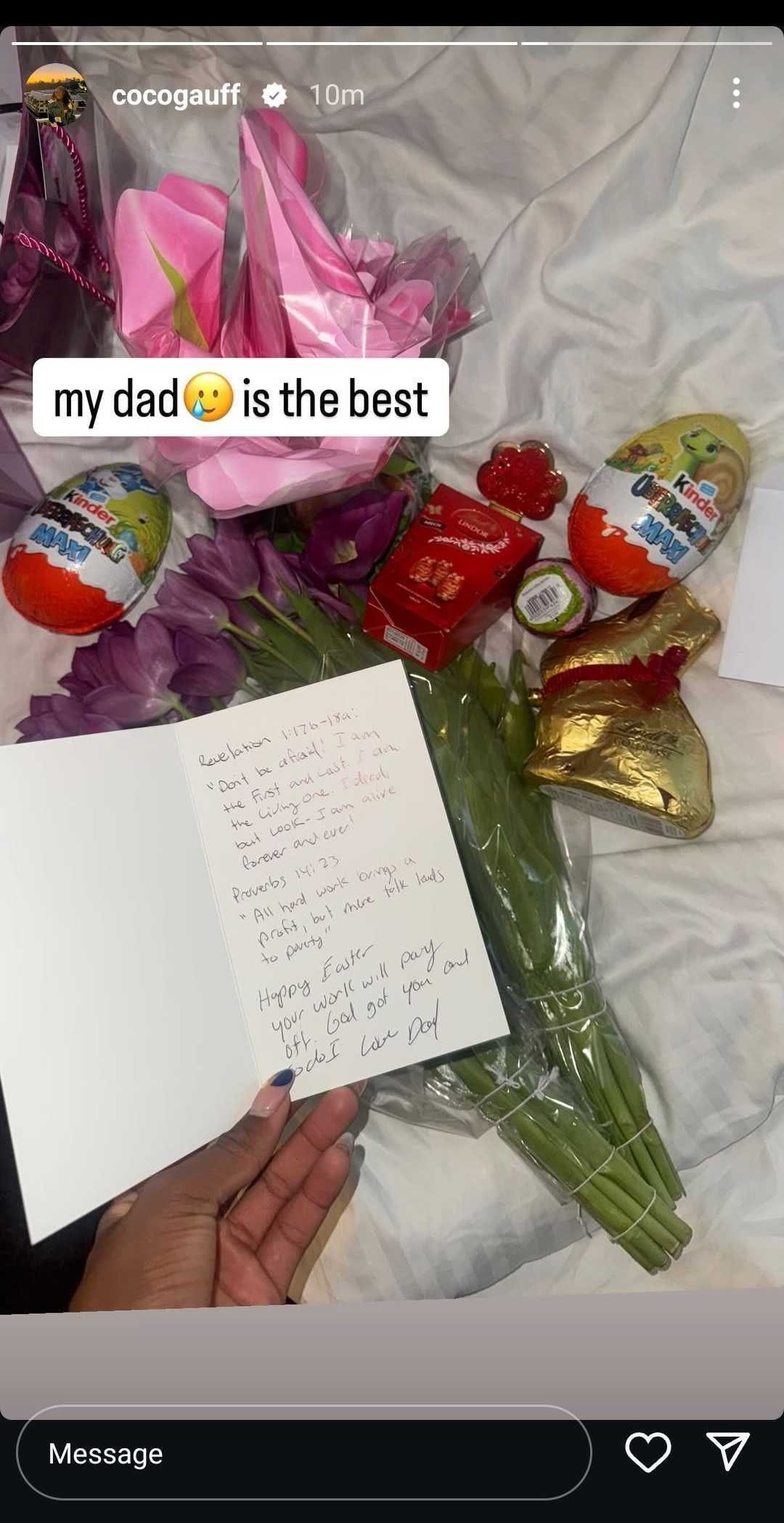 Coco Gauff receives an emotional letter from father Corey accompanied by a special surprise on ...