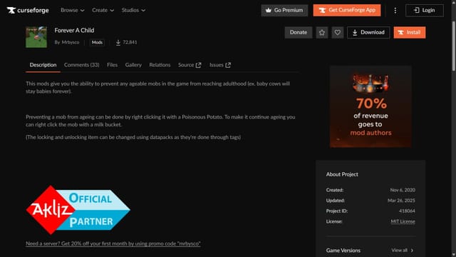 Minecraft Forever A Child mod: Features and download guide
