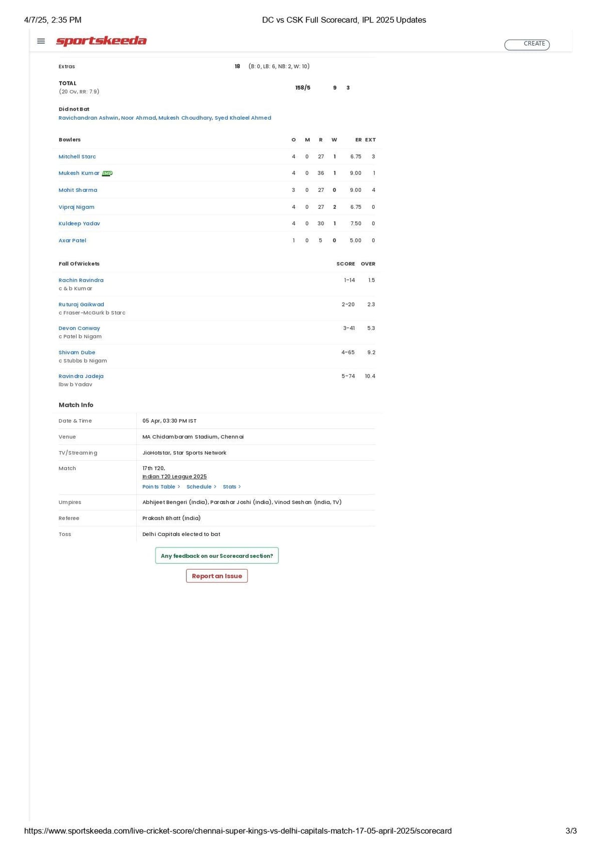 Punjab Kings vs Chennai Super Kings: Scorecard, Highlights and Results ...
