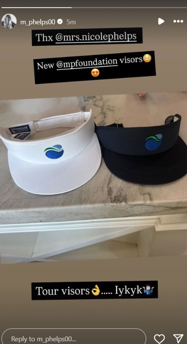 Michael Phelps reacts to wife Nicole's new visors for his charity organization