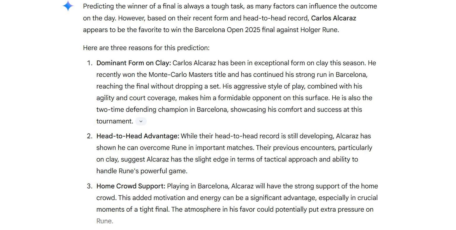 We asked AI to predict the winner of Carlos Alcaraz vs Holger Rune ...