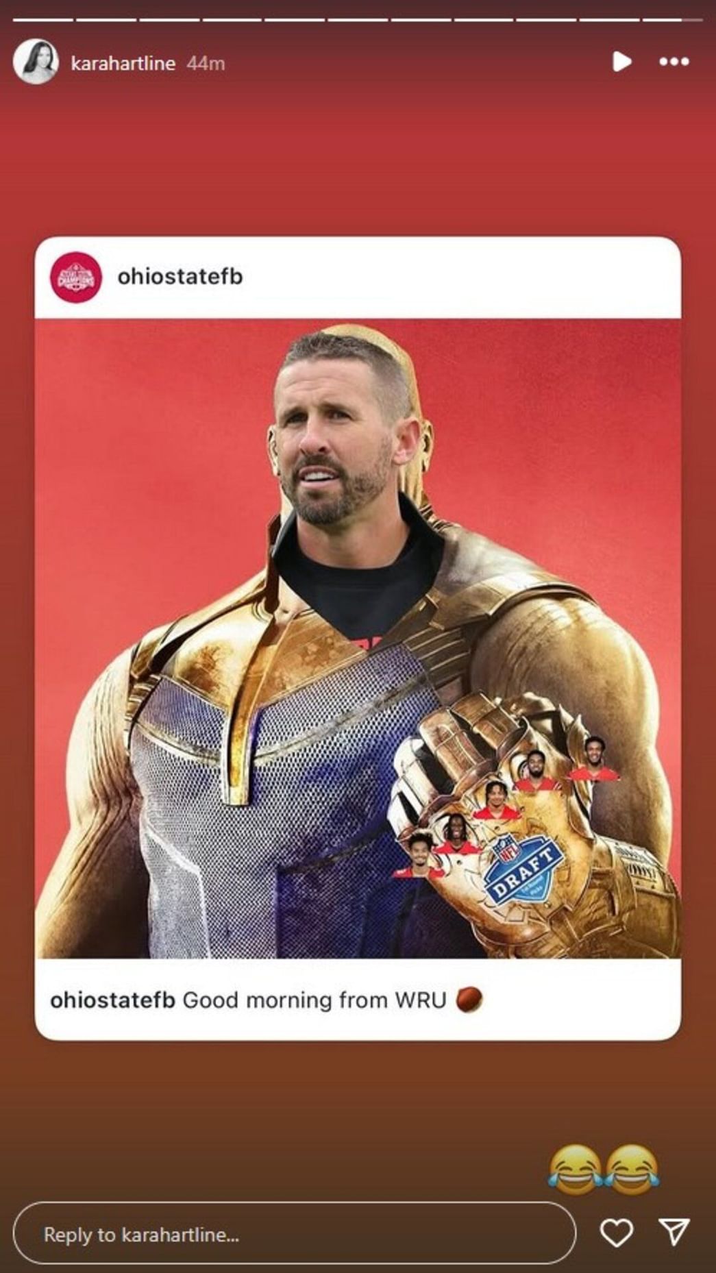 Ohio State coach Brian Hartline’s wife laughs off husband’s Thanos ...