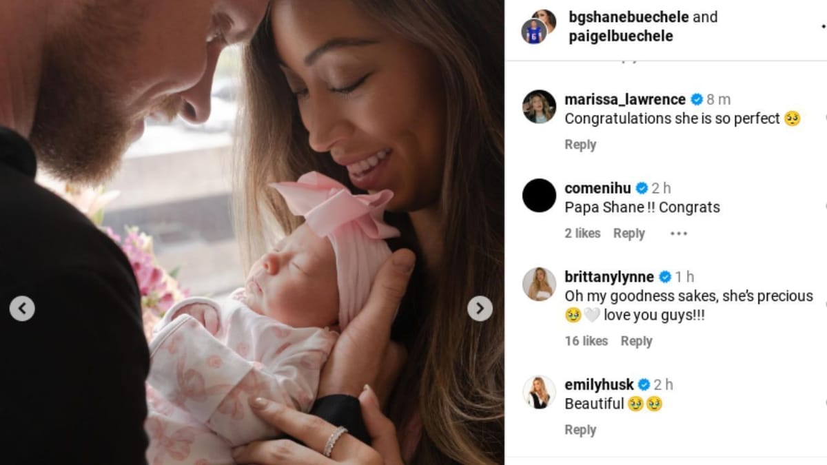 Patrick Mahomes' wife Brittany reacts as Shane Buechele and Paige ...