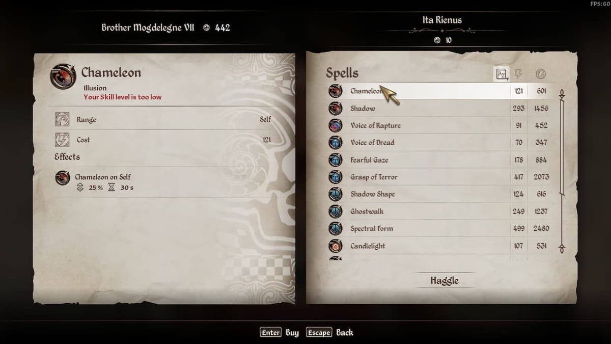 How to get Chameleon Spell in Oblivion Remastered
