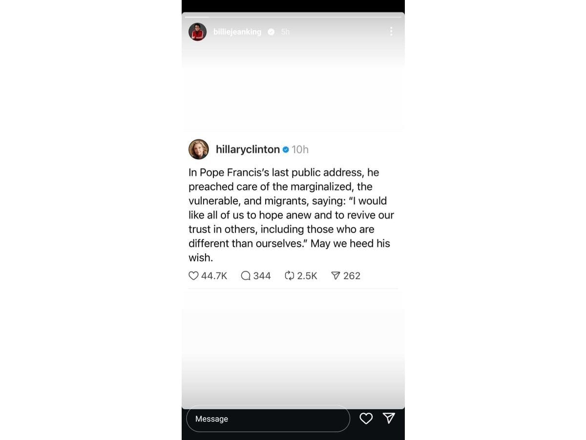 Eugenie Bouchard, Billie Jean King and other tennis personalities react to Pope Francis’ death