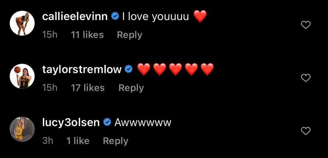 “I love you”: Lucy Olsen, Callie Levin and Iowa teammates shower love ...