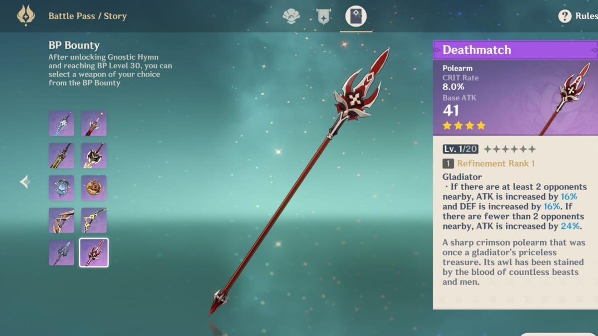 All Genshin Impact Battle Pass weapons, ranked