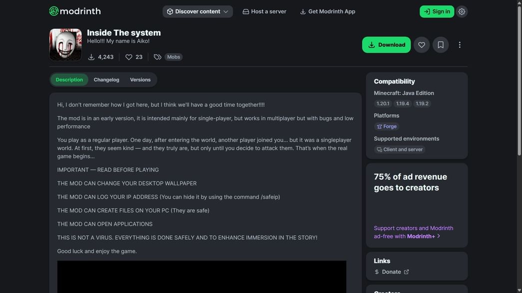What is the In Your System mod in Minecraft?