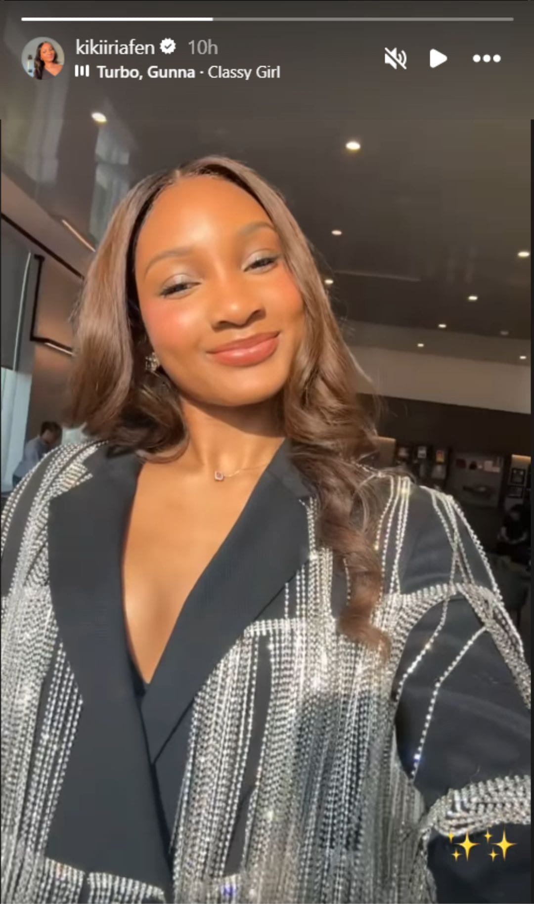 New Mystics star Kiki Iriafen flashes sparkling smile as she shows off bejeweled dress