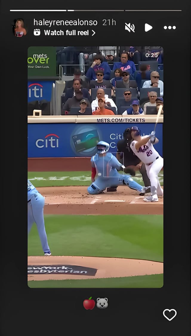 Pete Alonso's wife Haley reacts as 4X All-Star goes yard in first at ...