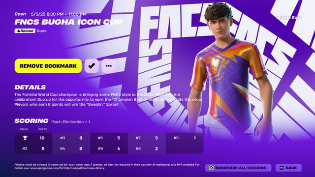 Fortnite FNCS Bugha Icon Cup: How to participate, start date, and rewards