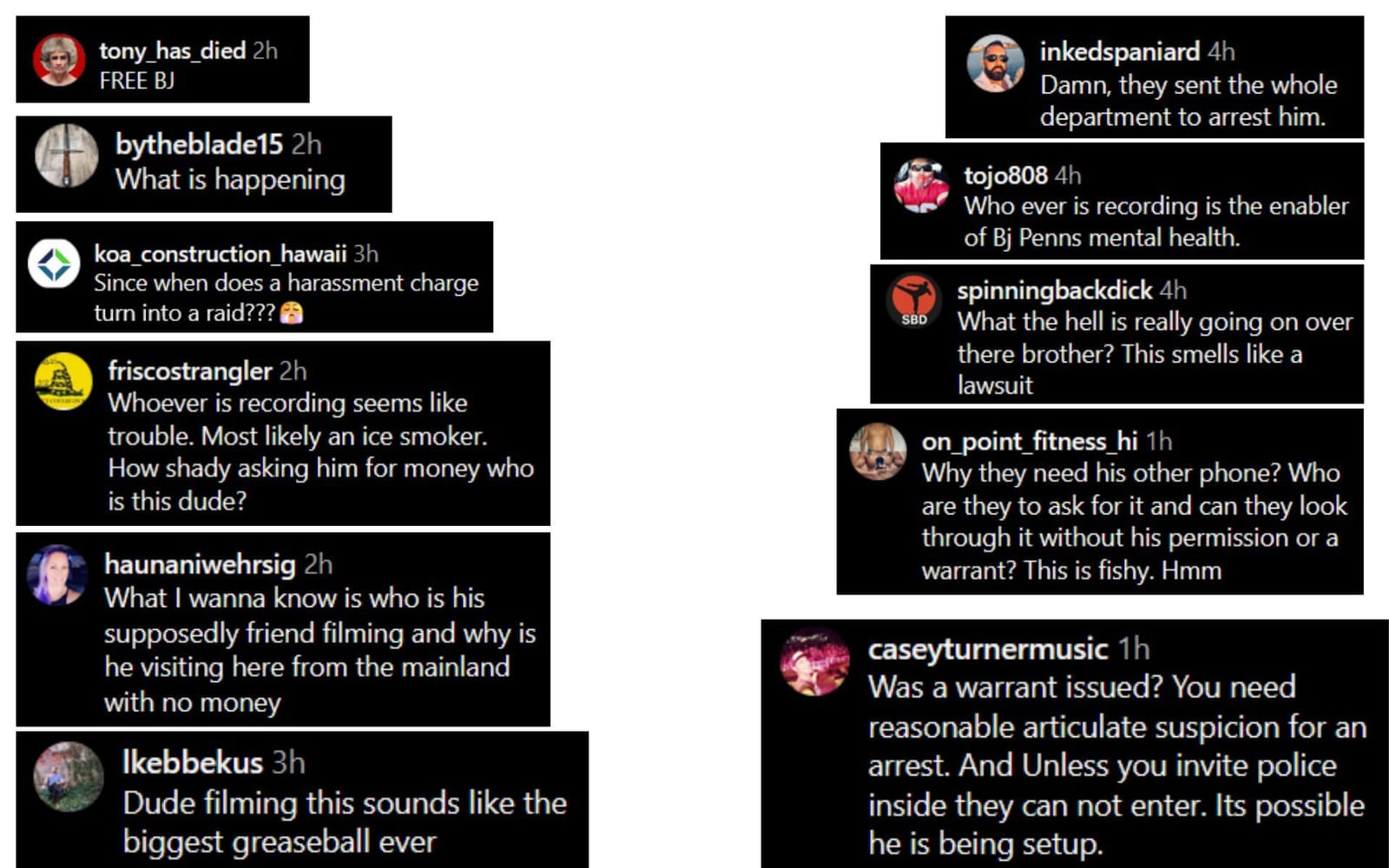 "FREE BJ" - Fans react to footage of BJ Penn getting arrested on "harassment" charges weeks ...