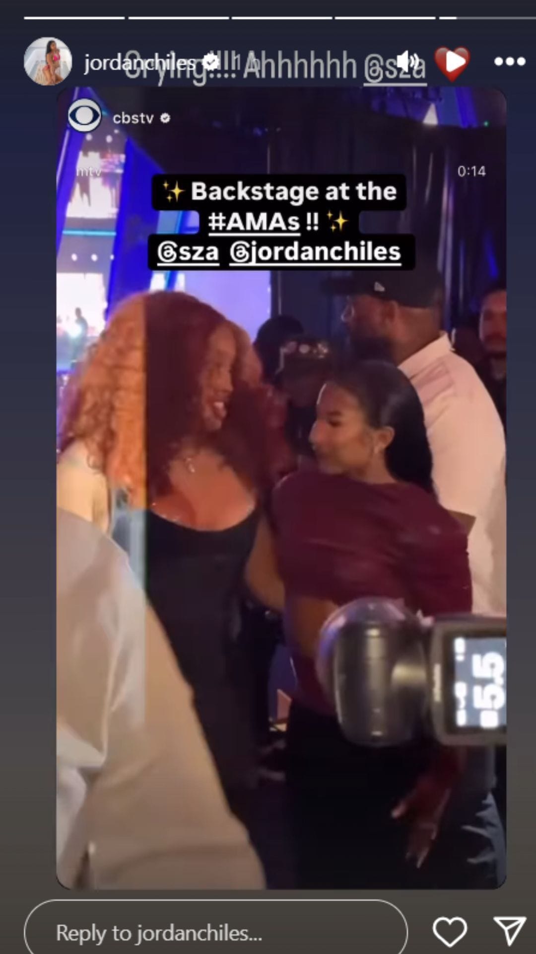SZA leaves Jordan Chiles in awe after backstage meet at American Music ...