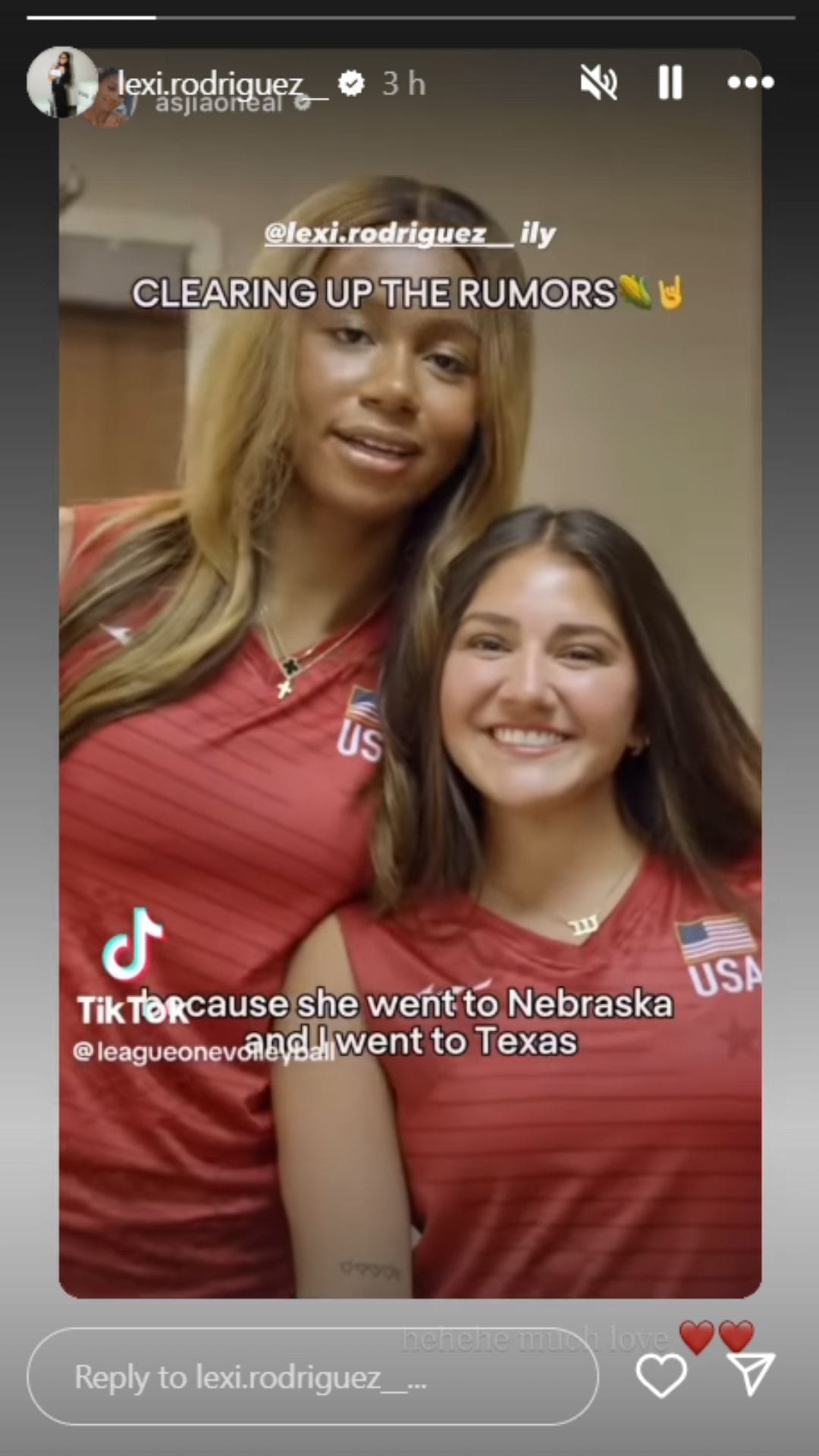 Former Nebraska player Lexi Rodriguez and Asjia O’Neal clear up rumors ...