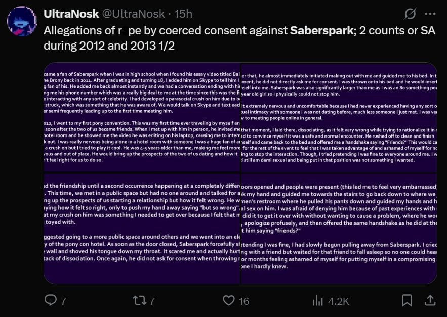 How old is Saberspark? Allegations explored as animated film review YouTuber is called out on ...