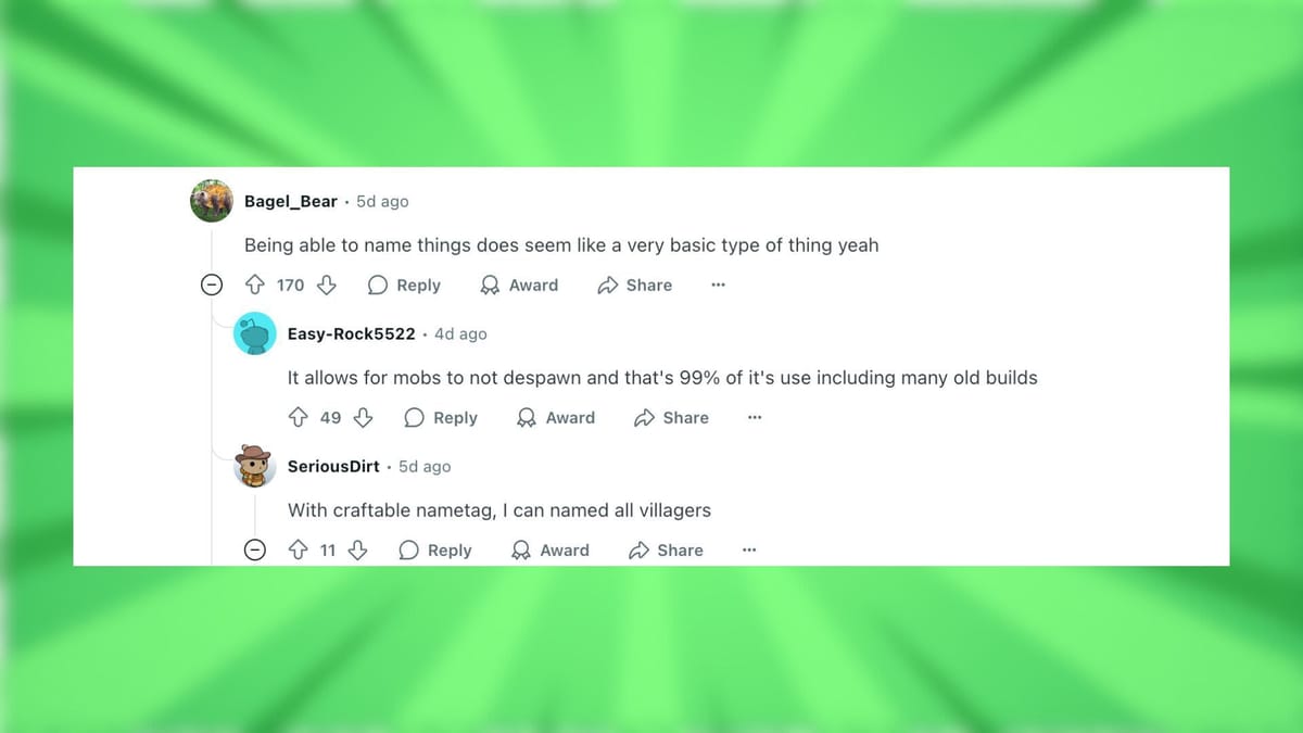 After the saddle, Minecraft fans want name tags to be craftable as well