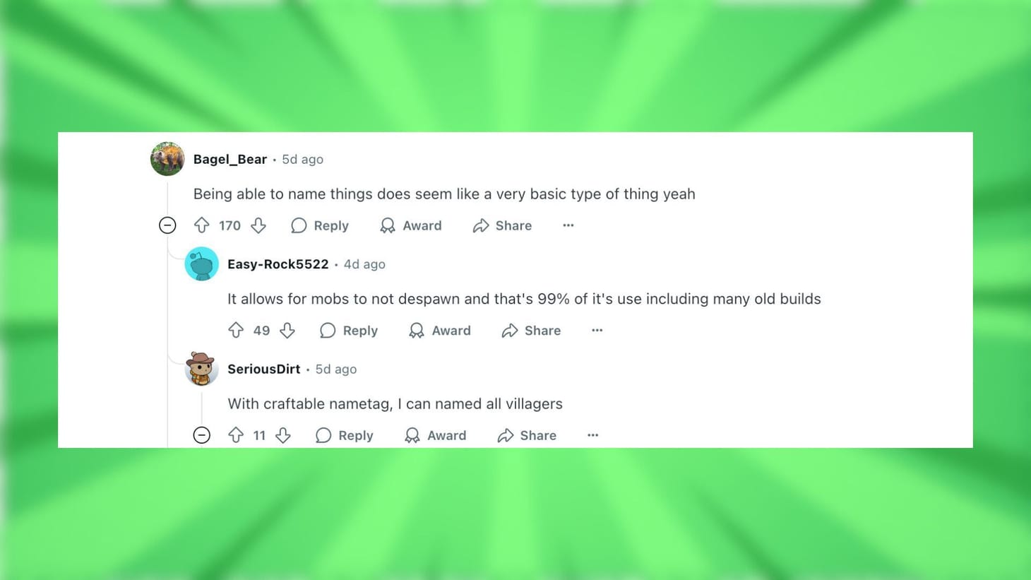 After the saddle, Minecraft fans want name tags to be craftable as well