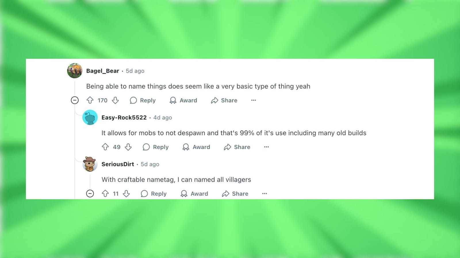 After the saddle, Minecraft fans want name tags to be craftable as well