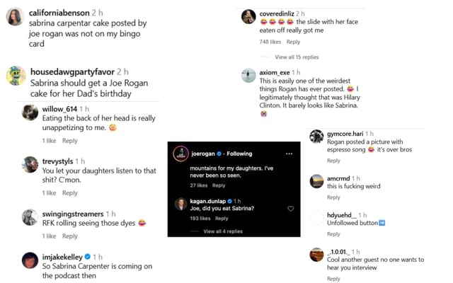 Joe Rogan sharing photos of "incredible" Sabrina Carpenter cake made ...