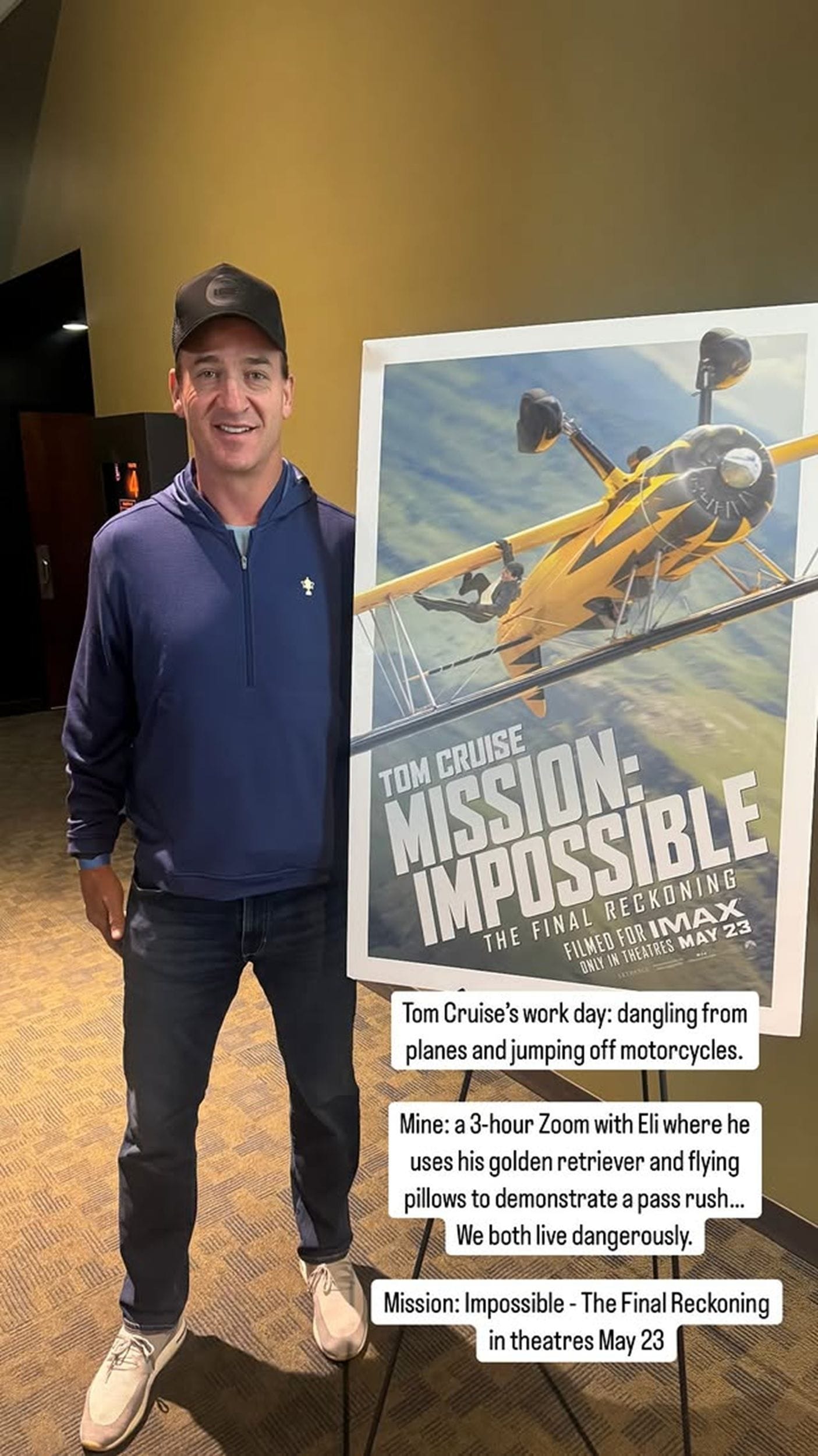 Peyton Manning makes feelings known on Tom Cruise's Mission: Impossible ...