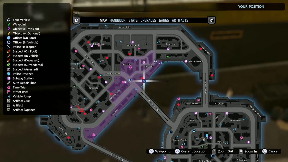 The Precinct: All artifact locations