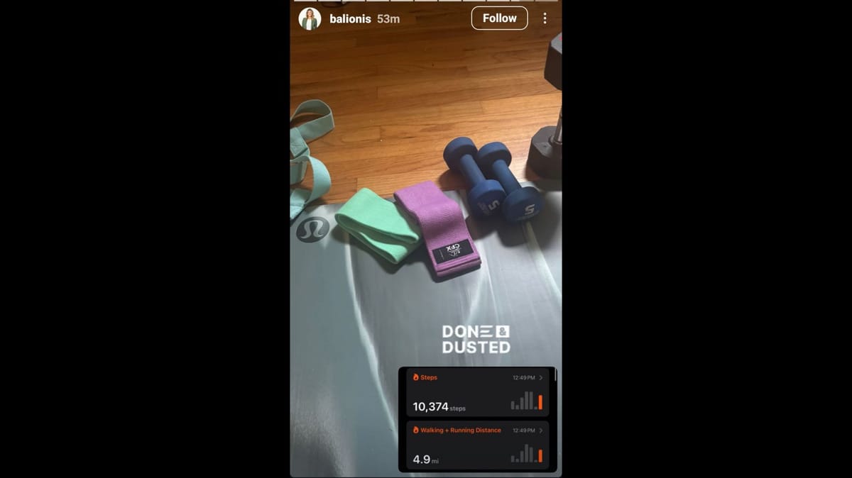 Amanda Balionis only lets out 2 words after intense 10,000+ step workout