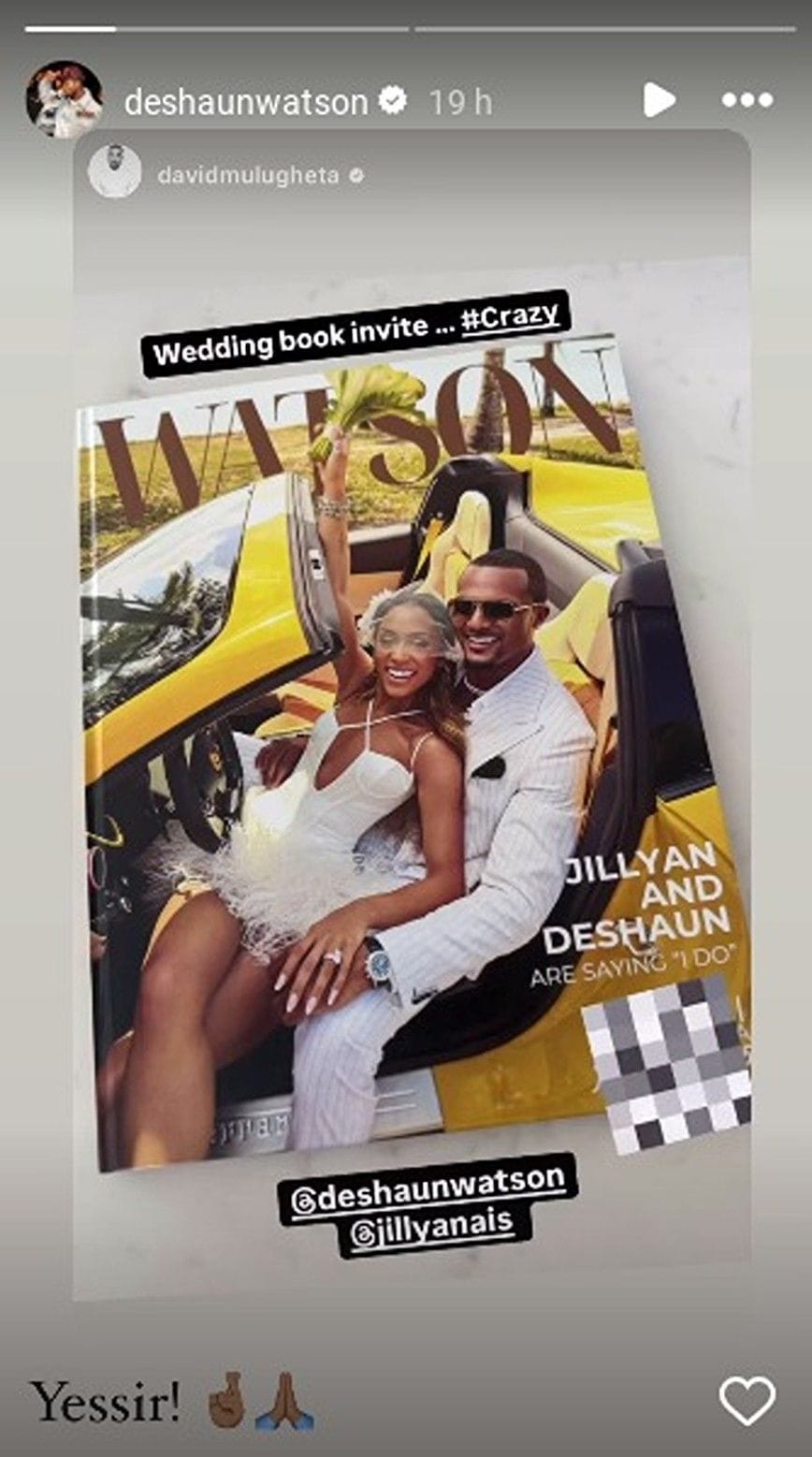 PHOTO: Deshaun Watson sends 2-word message as Browns QB drops first glimpse at exclusive wedding ...