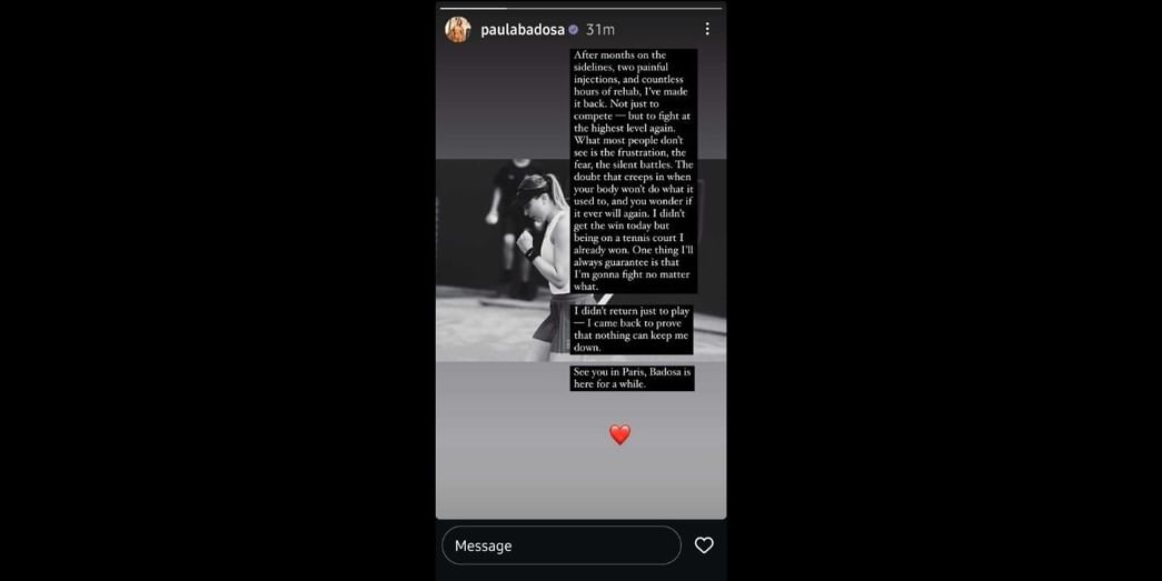 Paula Badosa pens emotional message about injury comeback ahead of ...