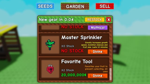 How to use the Favorite Tool in Grow a Garden