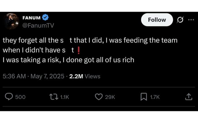 Fanum seemingly shares cryptic message as speculations about him being ...