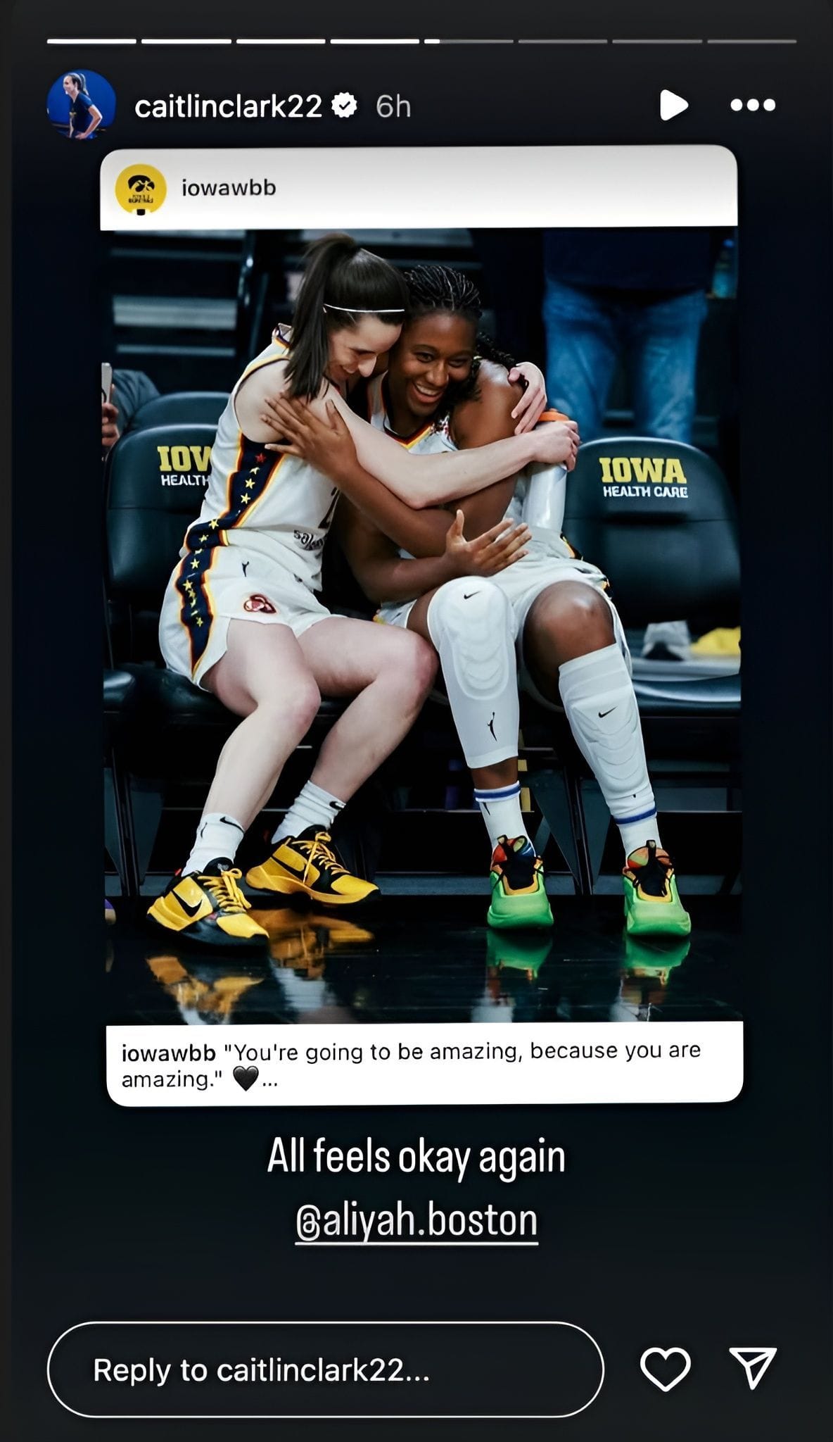 Caitlin Clark's heartfelt reaction to adorable picture with Aliyah ...