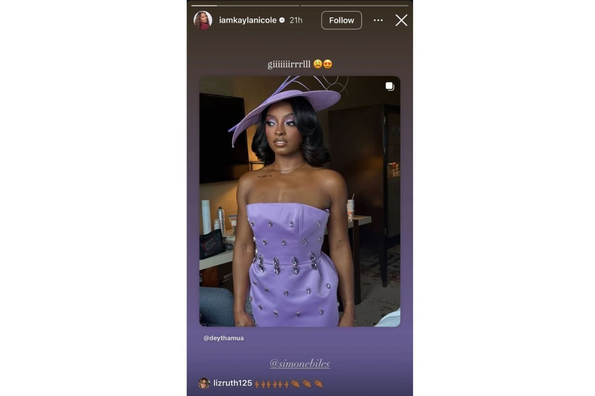 Travis Kelce’s ex Kayla Nicole sends 1-word message for Simone Biles’ stunning Kentucky Derby look