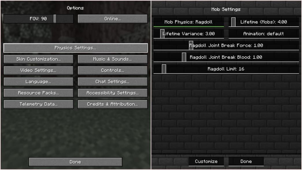 How to add ragdoll physics to Minecraft