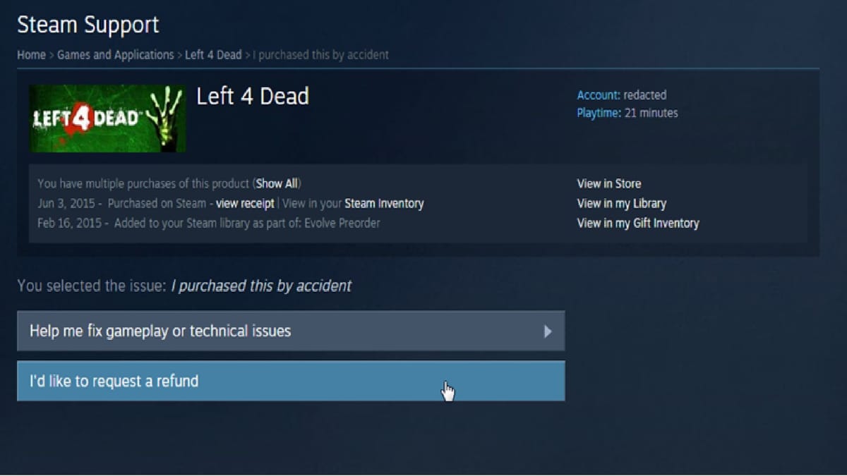 How to return a game on Steam