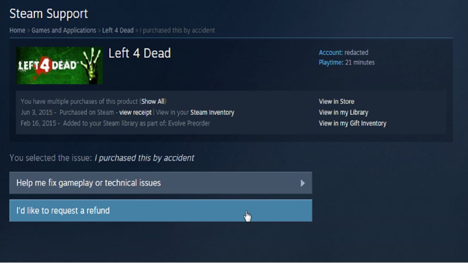 How to return a game on Steam