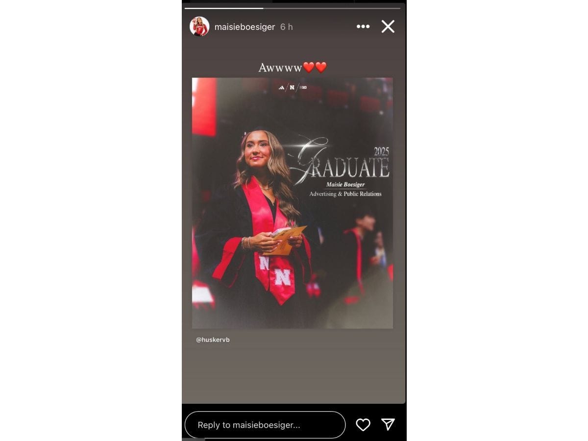 Maisie Boesiger reacts to special mention by Nebraska volleyball after ...