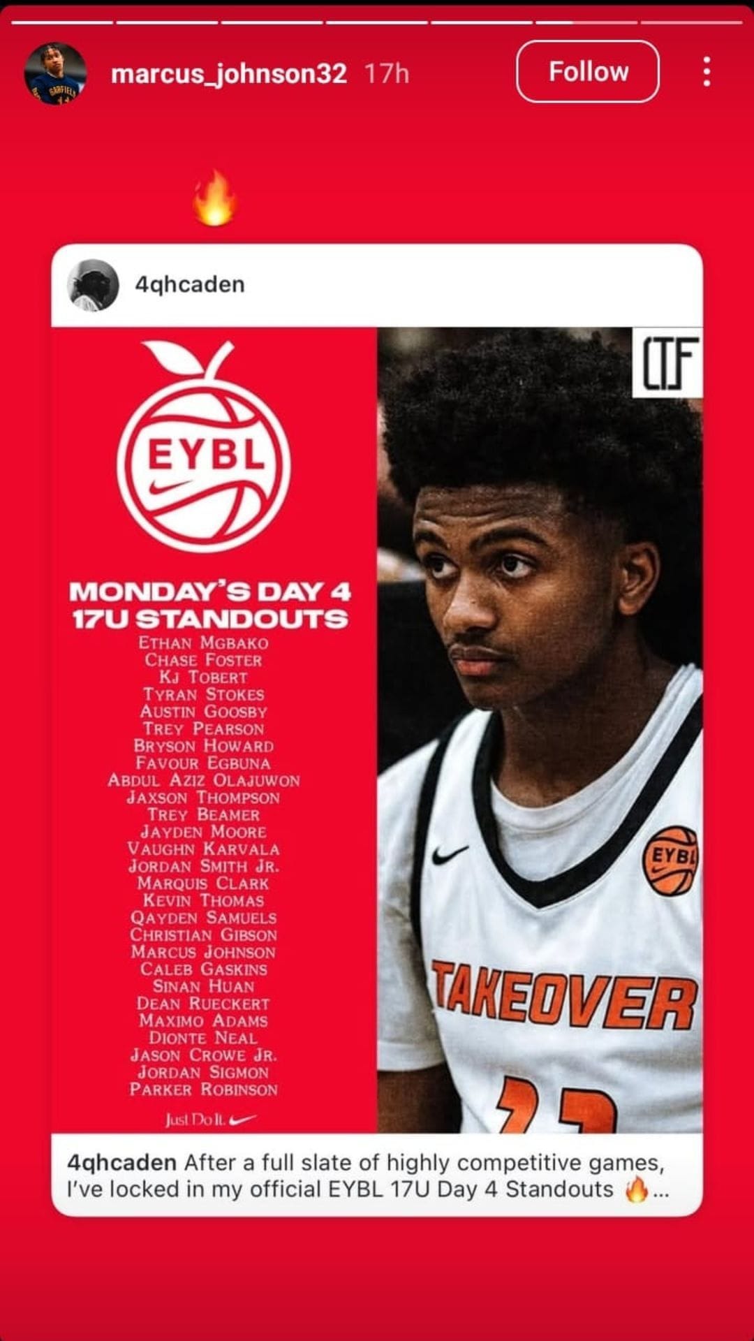 Ohio State commit Marcus Johnson reacts as he gets recognized as one of ...