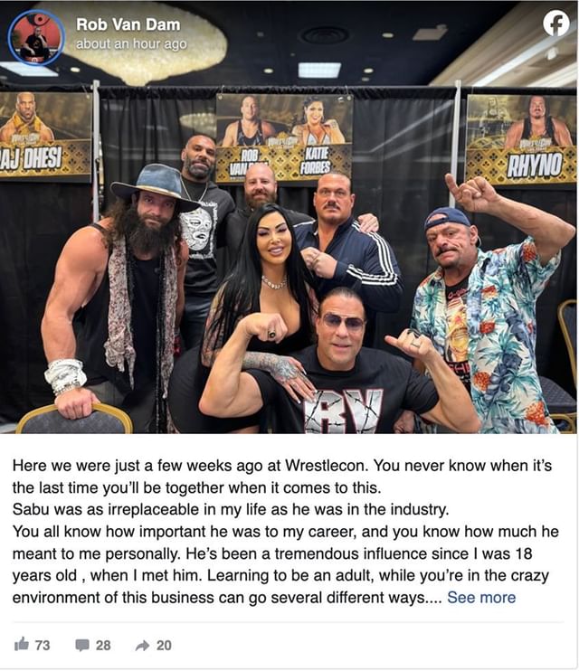 Rob Van Dam sends an emotional message after the tragic death of Sabu
