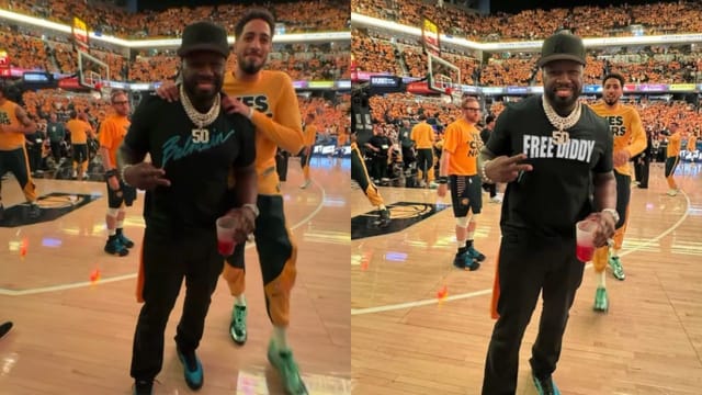 Did 50 Cent wear "Free Diddy" t-shirt at Pacers-Knicks Game 4? Closer ...