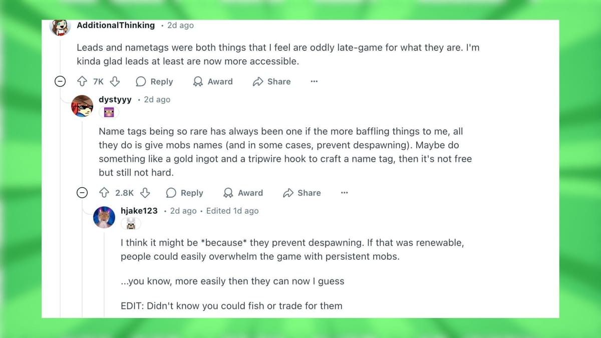 Minecraft fans are glad about the new lead crafting recipe change