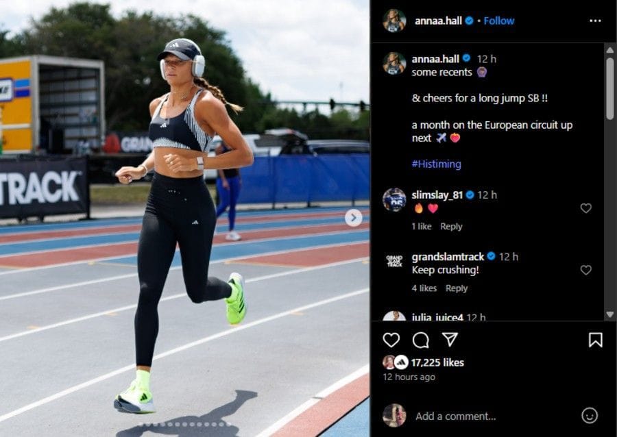 Anna Hall's boyfriend Darius Slayton reacts to the heptathlete's return ...