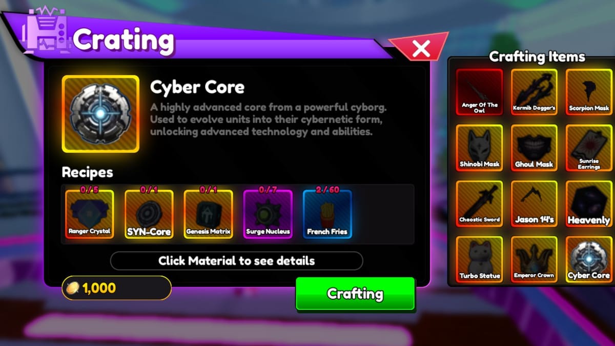 How to get Cyber Core in Anime Rangers X