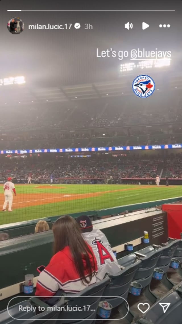 Milan Lucic and wife Brittany enjoy box seats for Blue Jays-Angels game ...