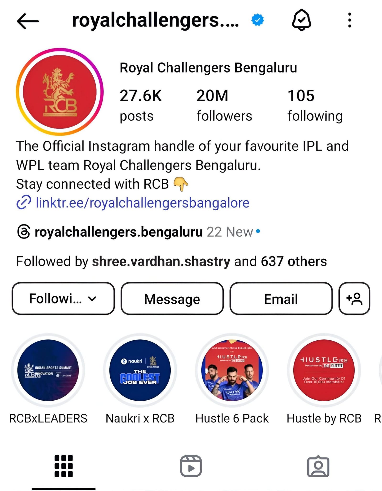 RCB become first franchise to achieve massive Instagram landmark ahead ...