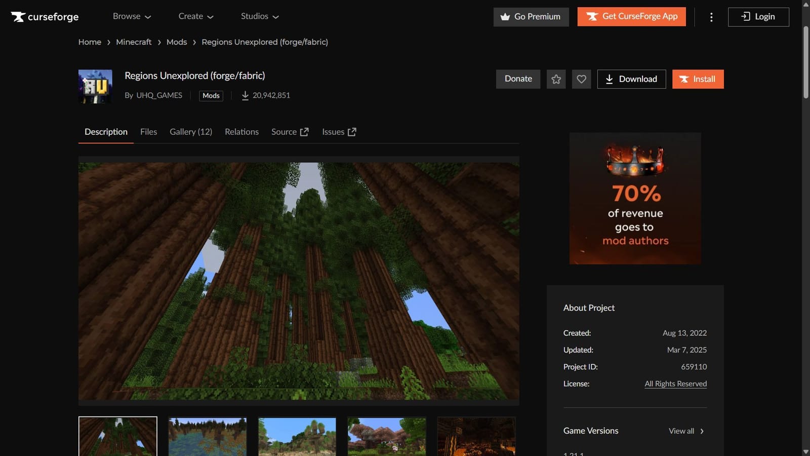 Minecraft Regions Unexplored mod guide