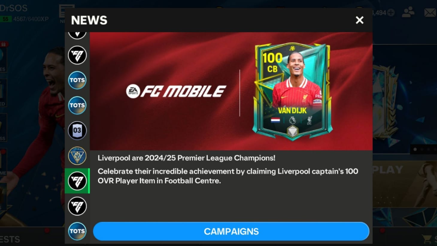 EA Sports announces free Van Dijk card in EA FC Mobile after Liverpool ...