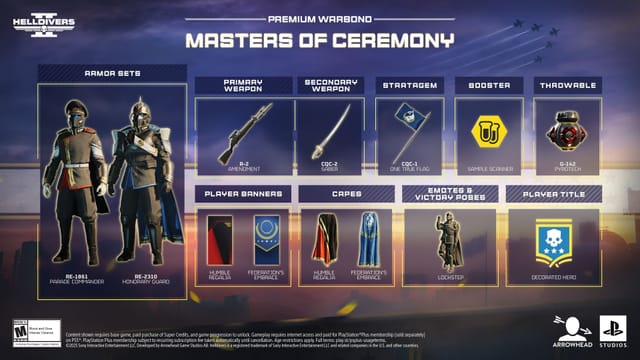 How to get Helldivers 2 Masters of Ceremony Warbond: New weapons, armor sets, and release date