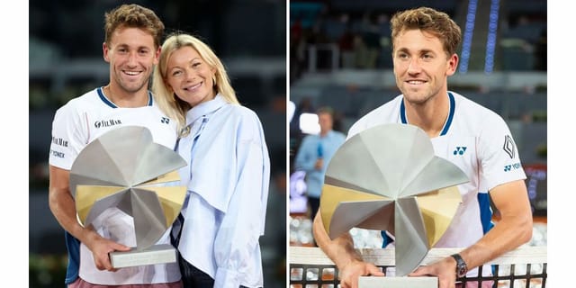 WATCH: Casper Ruud shares romantic kiss with fiancée Maria as they ...