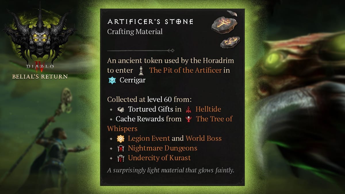 How to get Artificer's Stones in Diablo 4